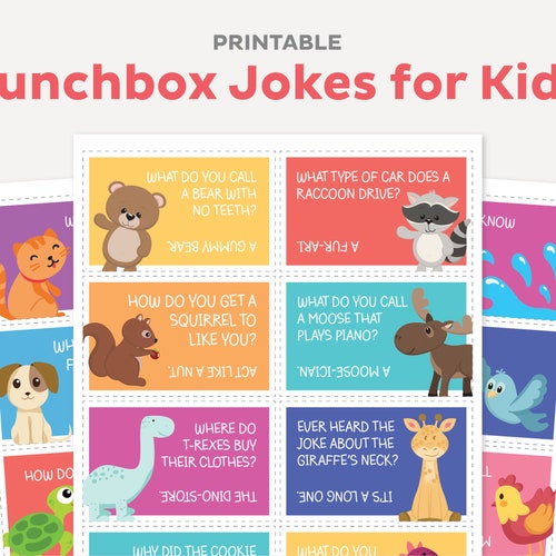 Printable Lunchbox Jokes for Kids Funny Lunch Bag Cards Back - Etsy