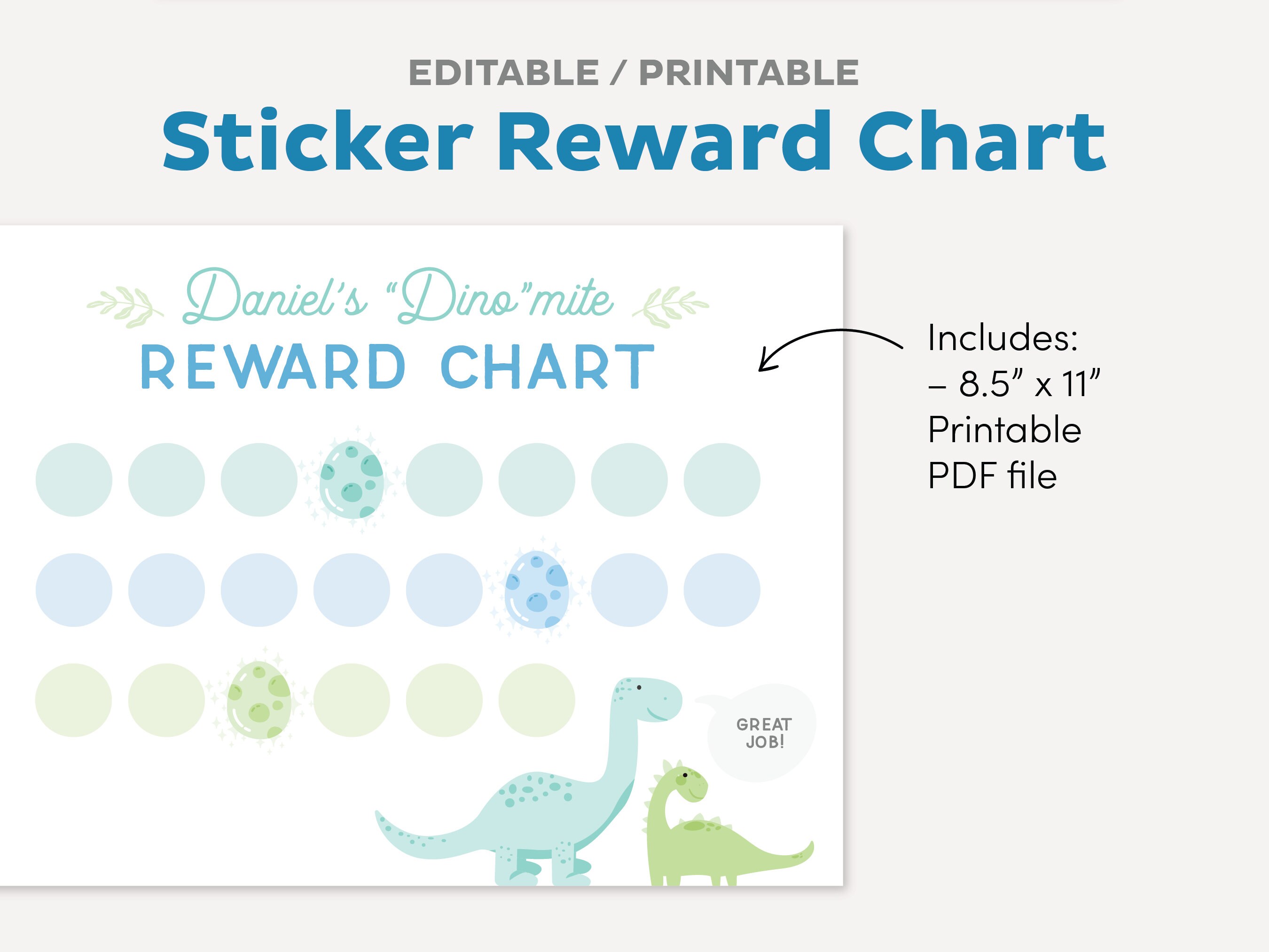 Dinosaur Reward Chart for Kids, Sticker Reward Chart, Kids Chore ...