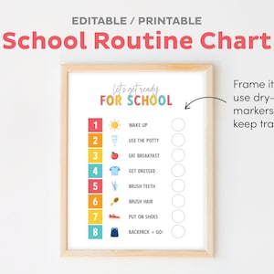 Ready for School Routine Chart for Kids, Morning Routine, Printable ...
