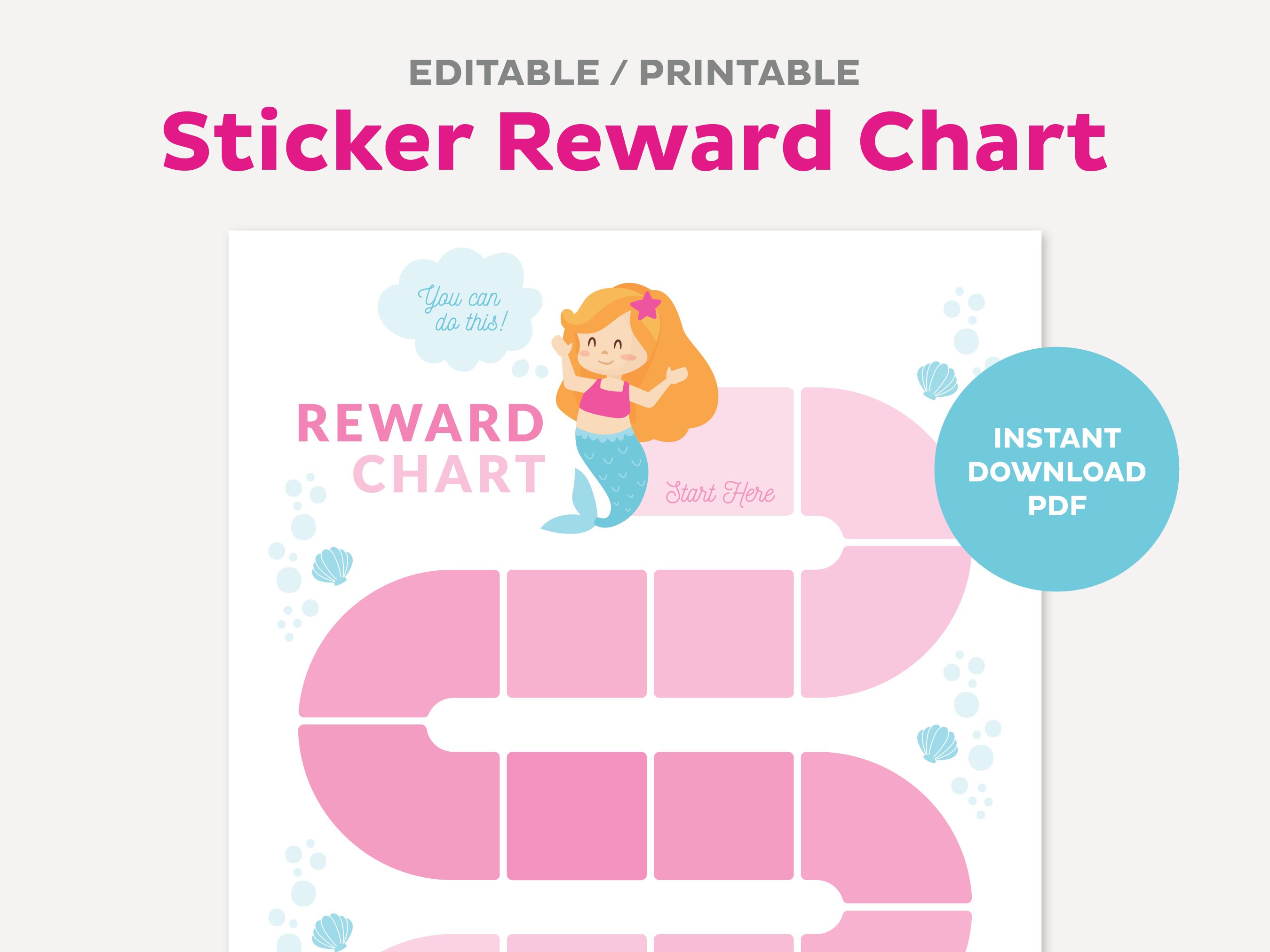 Mermaid Reward Chart for Kids Sticker Reward Chart Kids - Etsy Australia