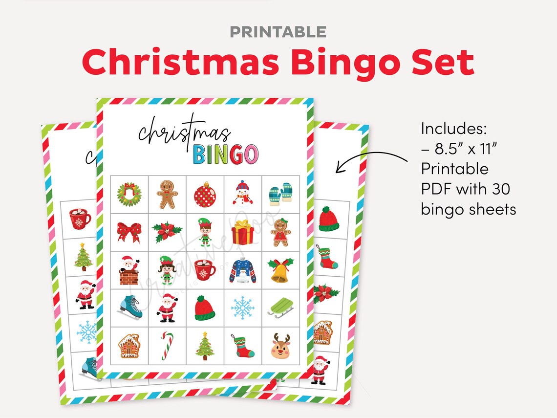 Printable Christmas Bingo for Kids December Christmas - Etsy