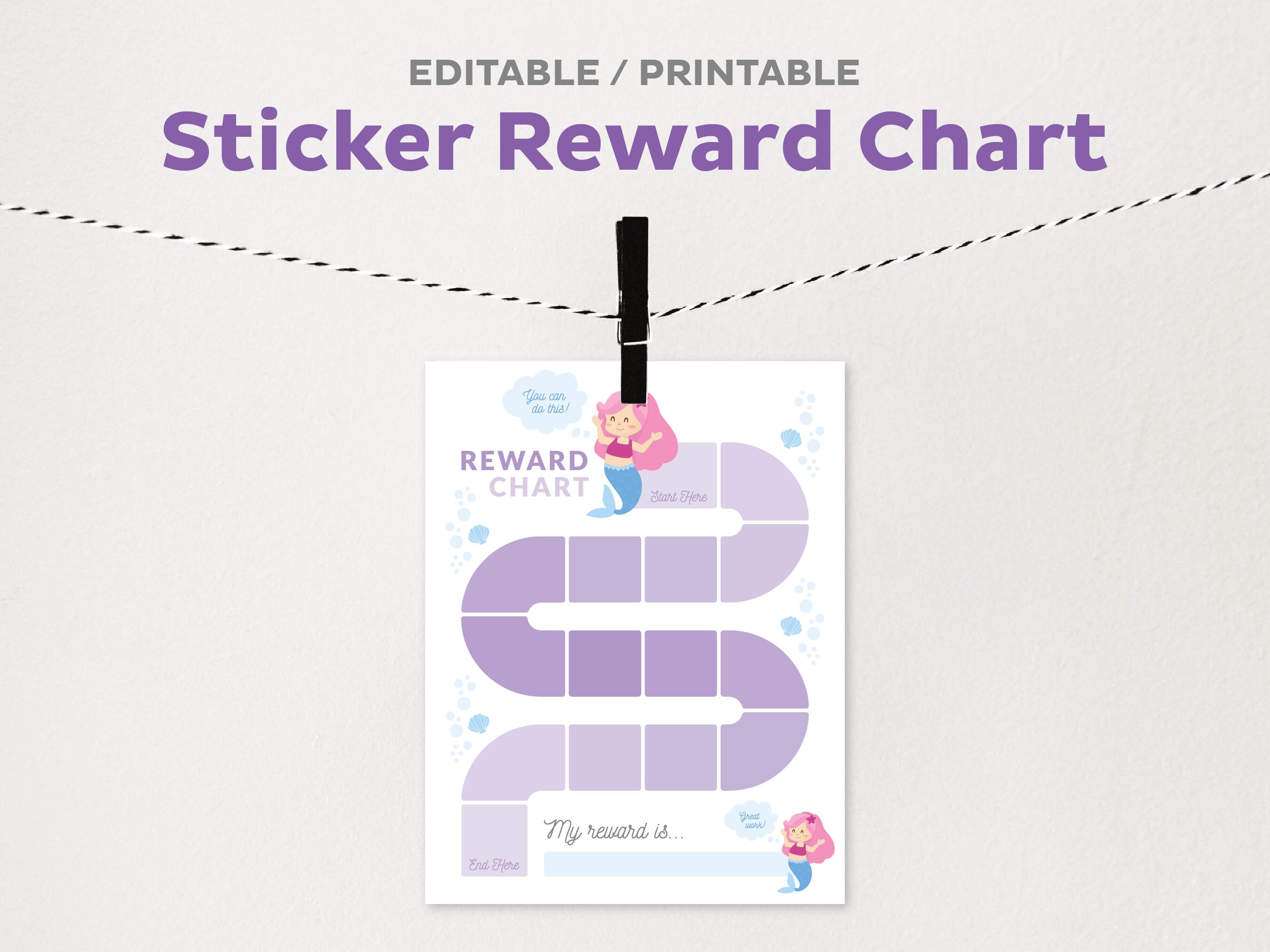Mermaid Reward Chart for Kids, Sticker Reward Chart, Kids Chore ...