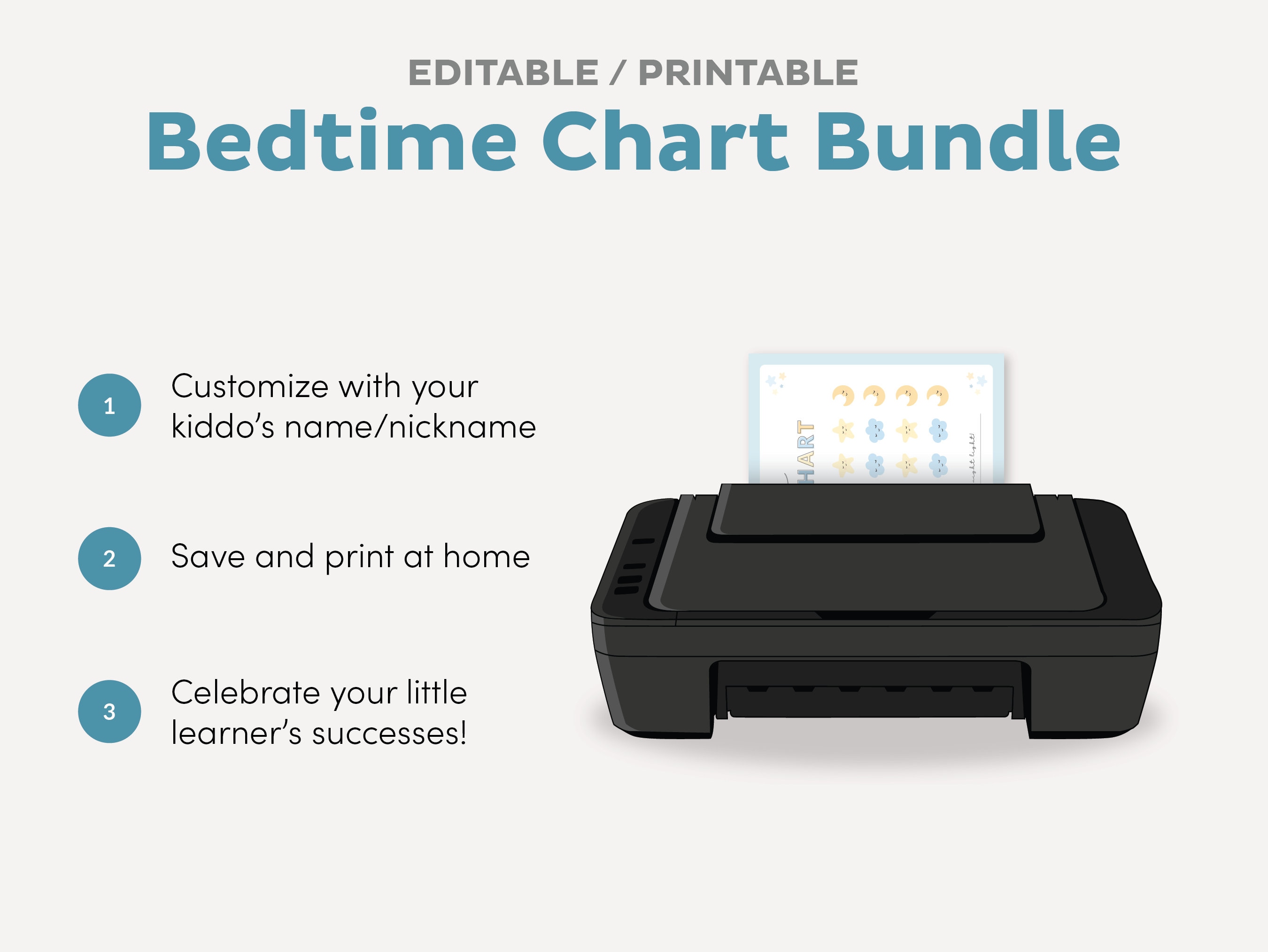 Editable Bedtime Printable Bundle, Sleep Sticker Chart Template, Boys ...