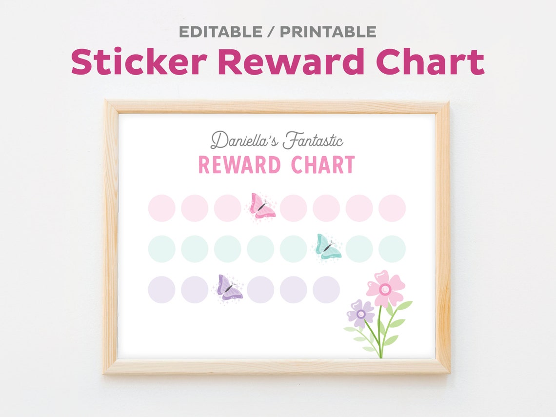 Butterfly Reward Chart for Kids Sticker Reward Chart Kids - Etsy