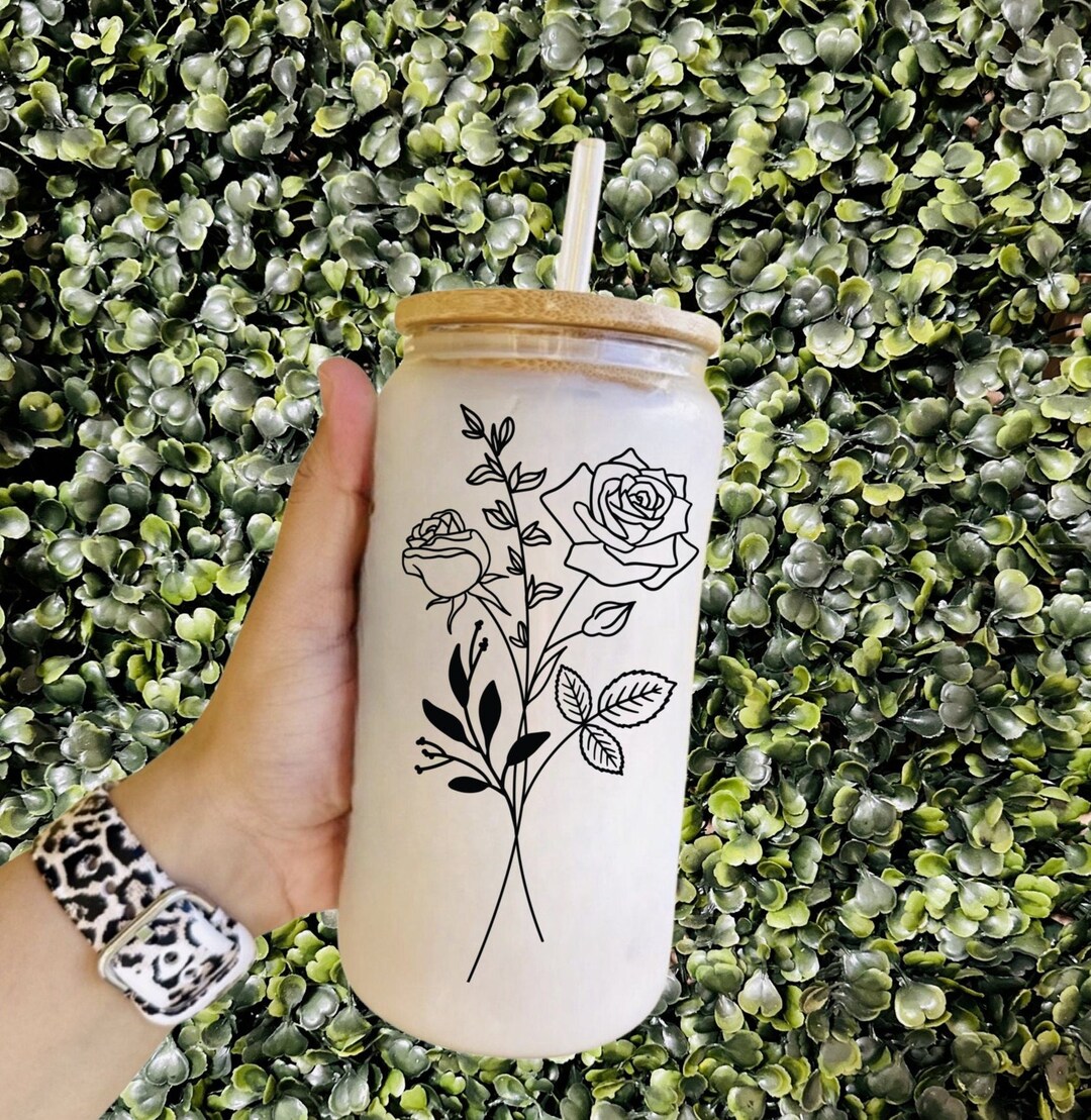 June Birthday Month Gift - Birth Flower Glass - Custom Flower Name ...