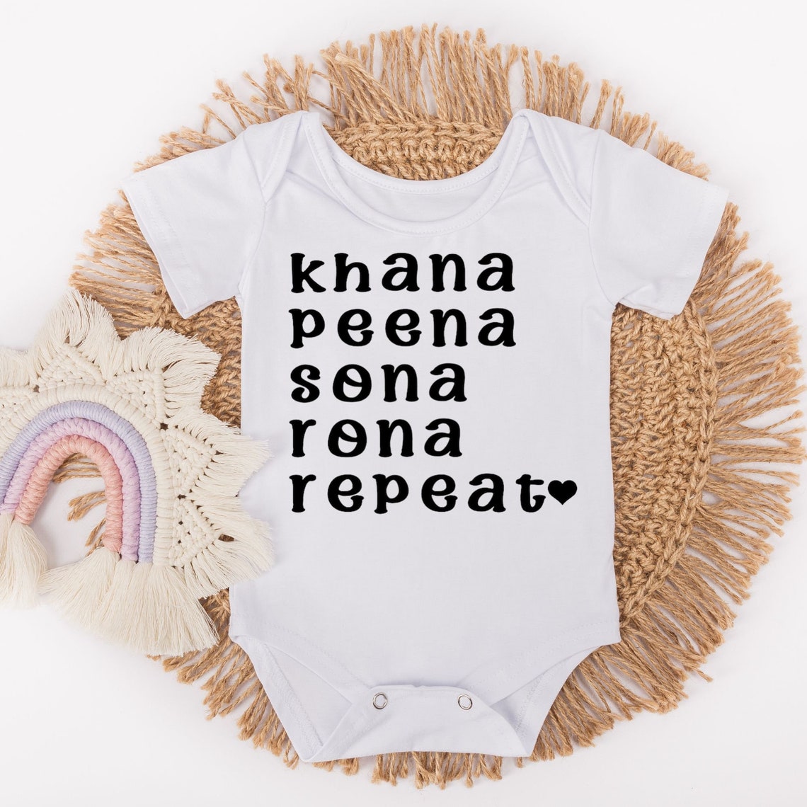 Khana Peena Sona Rona Repeat Baby Bodysuit - Desi Newborn Gift - Etsy