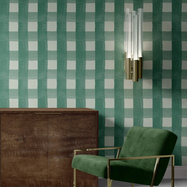 Green and White Checkered Wallpaper - Etsy