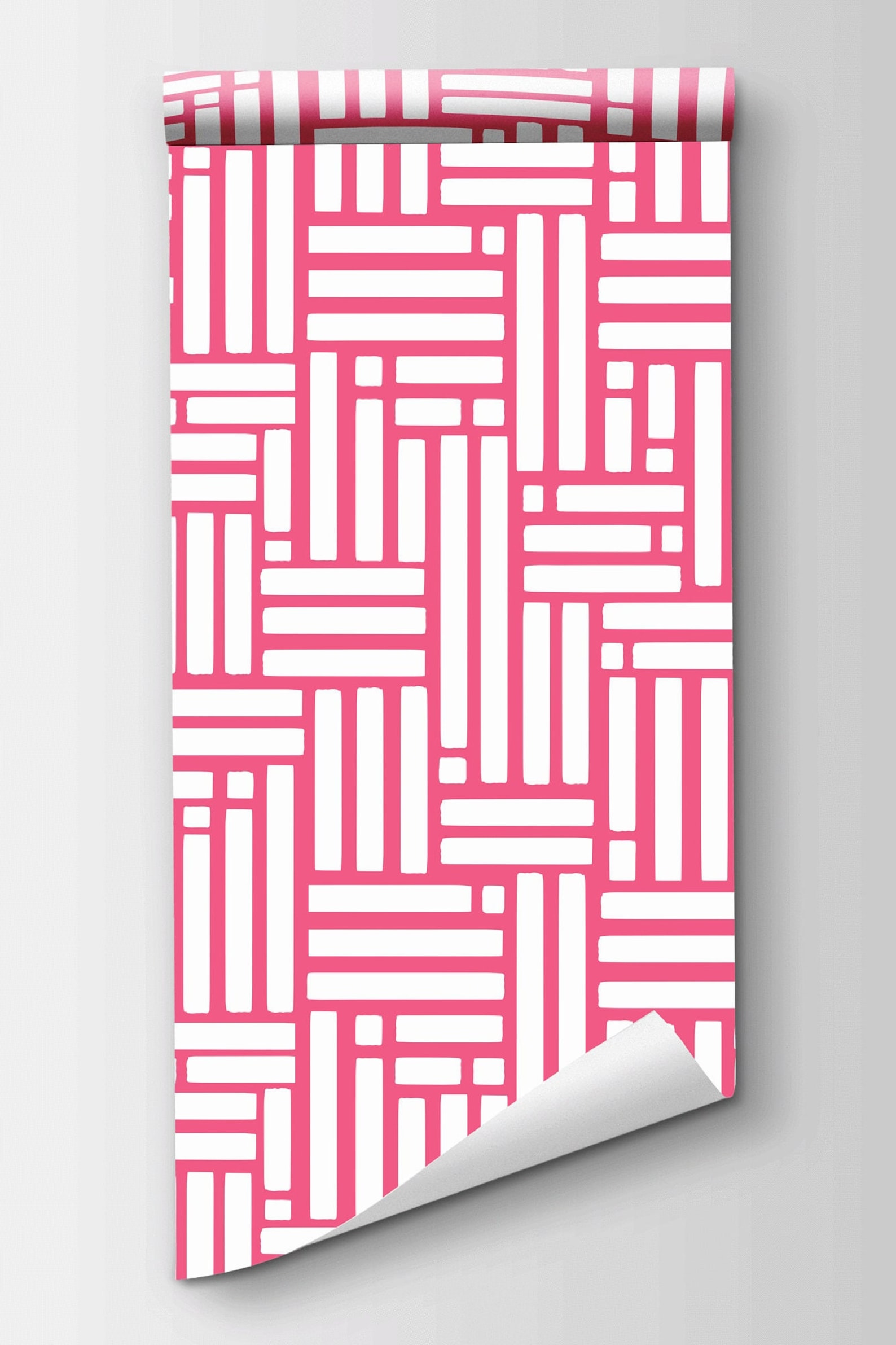 Bright Pink Abstract Stripe Removable Peel and Stick Wallpaper - Etsy