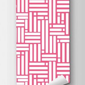 Bright Pink Abstract Stripe Removable Peel and Stick Wallpaper - Etsy