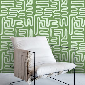 Green Abstract Peel and Stick Wallpaper: Geometric Accent Wall - Etsy