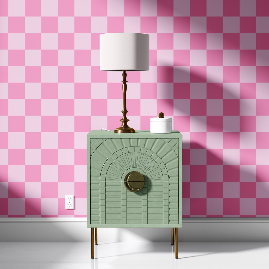 Pink Checkered Wallpaper: Geometric Peel and Stick, Removable - Etsy