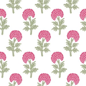 Pink Floral Block Print Wallpaper | Peel and Stick or Traditional ...