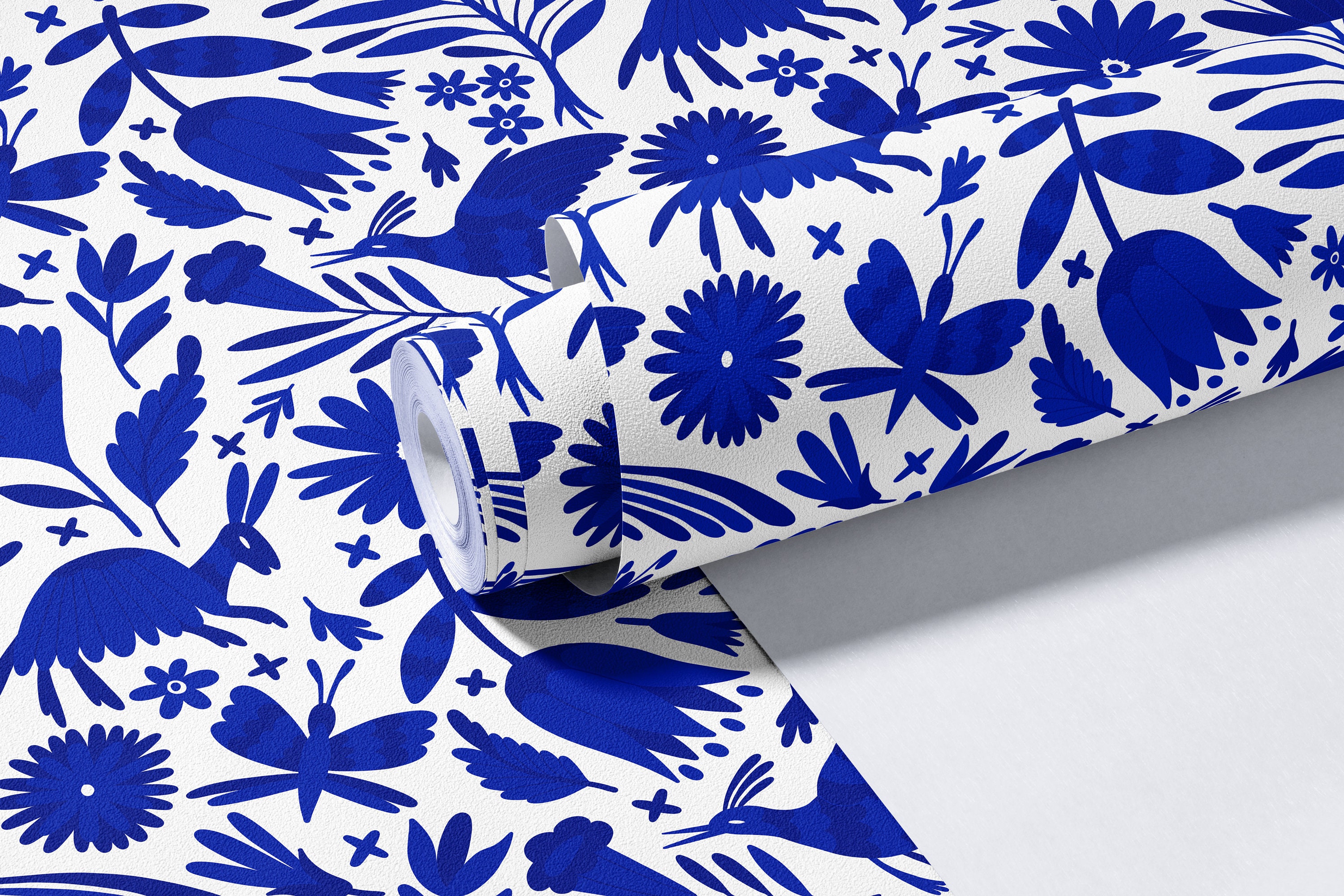 Blue Otomi Wallpaper: Floral Peel and Stick Wallcovering - Etsy