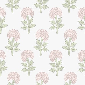 Pink Floral Block Print Wallpaper: Textured Peel and Stick or Unpasted ...