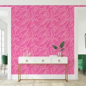 Pink Abstract Wallpaper, Removable Peel and Stick, Colorful Wallpaper ...