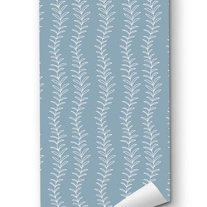 Blue Leaf Peel and Stick Wallpaper, Neutral Textured Wall Covering ...