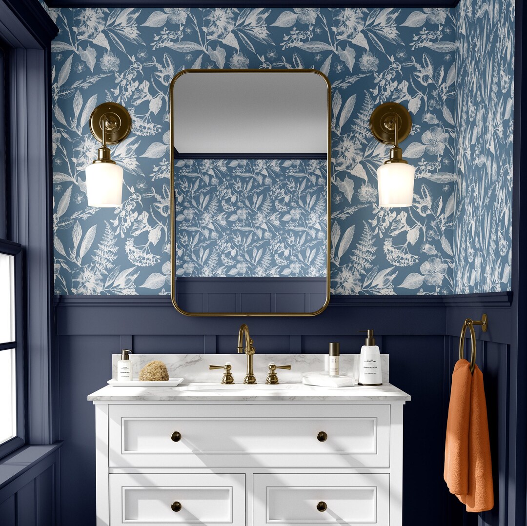 Blue and White Peel and Stick Wallpaper, Toile Design Wallpaper ...