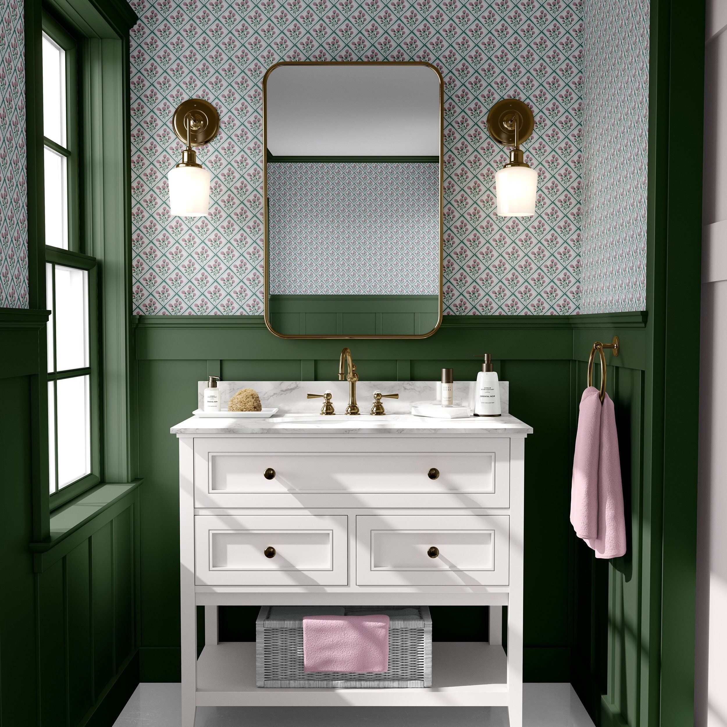 Block Print Small Floral Wallpaper Peel and Stick Wallpaper - Etsy