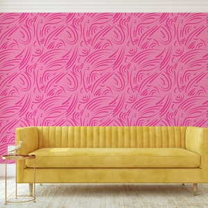 Pink Abstract Wallpaper, Removable Peel and Stick, Colorful Wallpaper ...