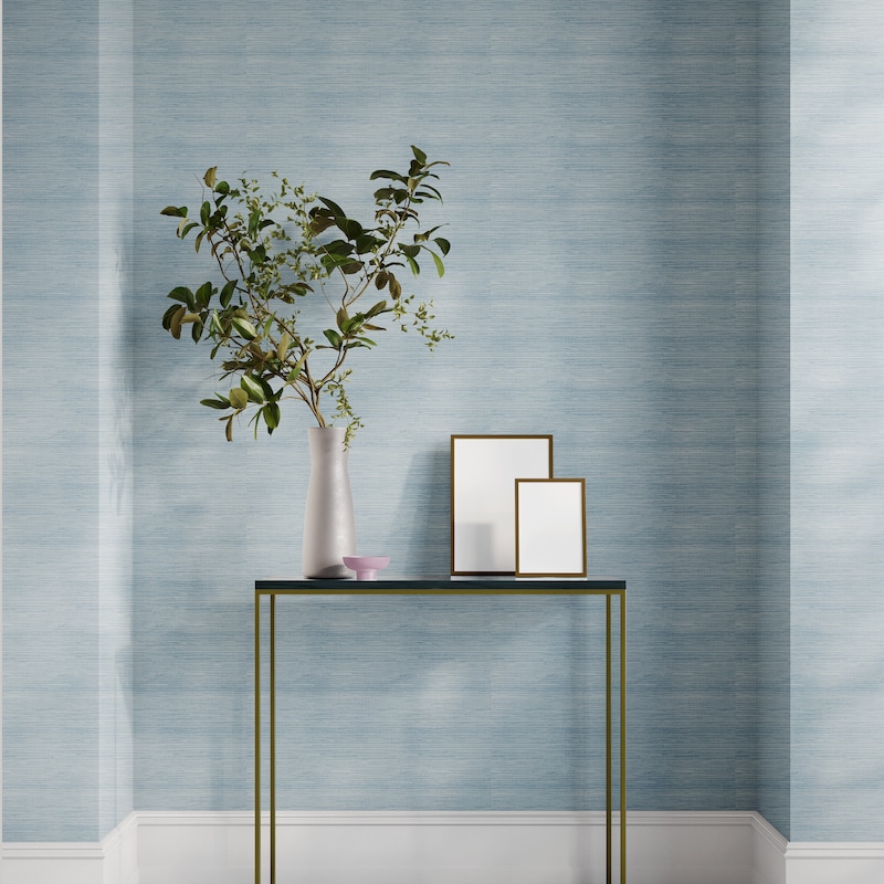 Blue Grasscloth Wallpaper - Etsy