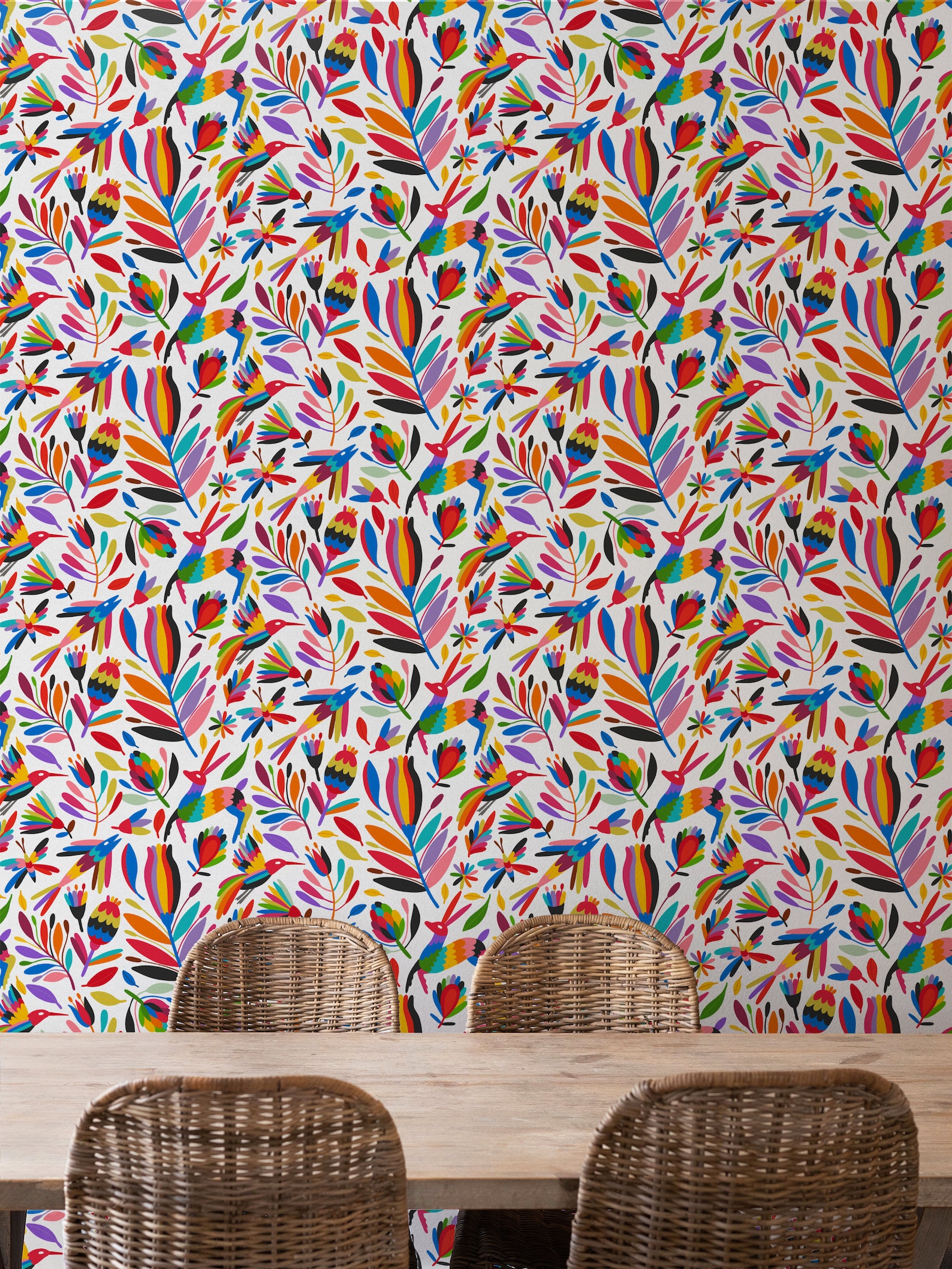 Colorful Otomi Print Wallpaper: Mexican Folk Art, Peel and Stick - Etsy