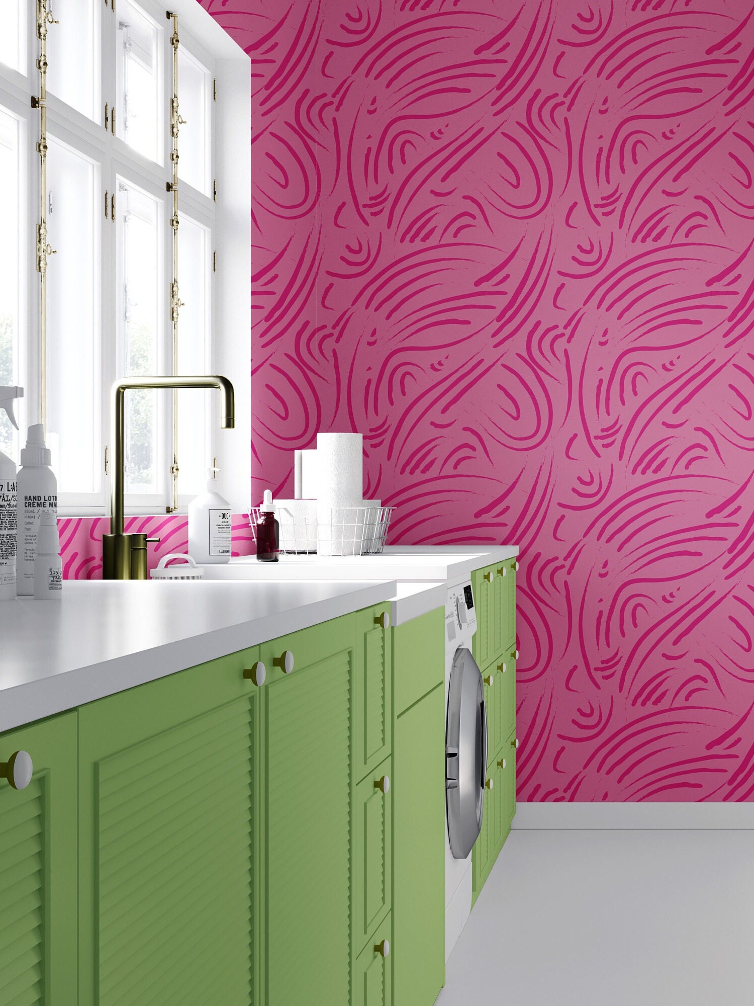 Pink Abstract Wallpaper Removable Peel and Stick Colorful - Etsy