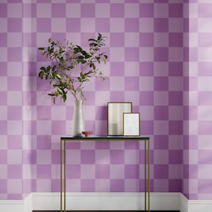 Purple Checkered Wallpaper: Modern Minimal Peel and Stick - Etsy