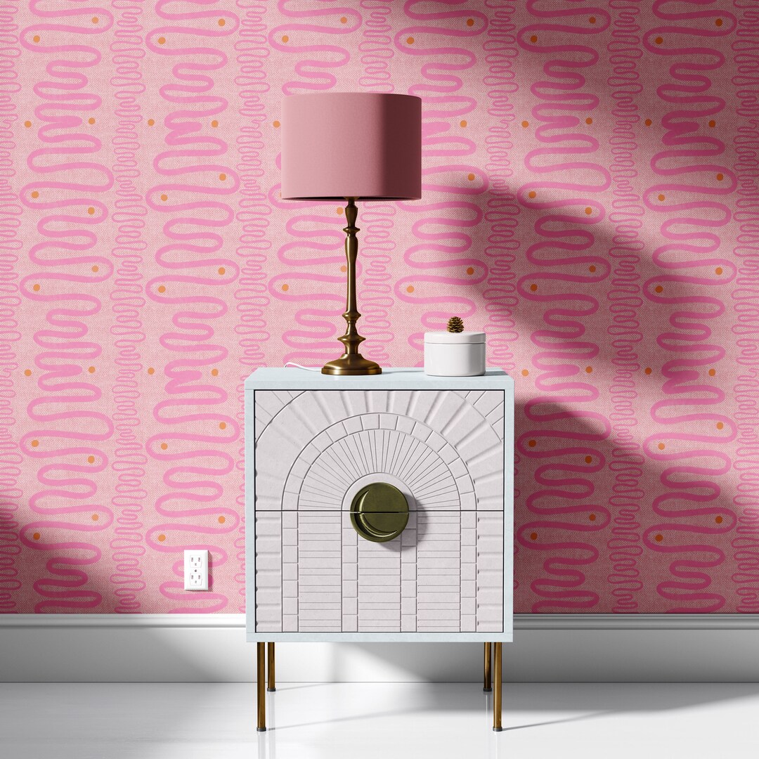 Pink Abstract Wallpaper, Removable Peel and Stick, Colorful Wallpaper ...