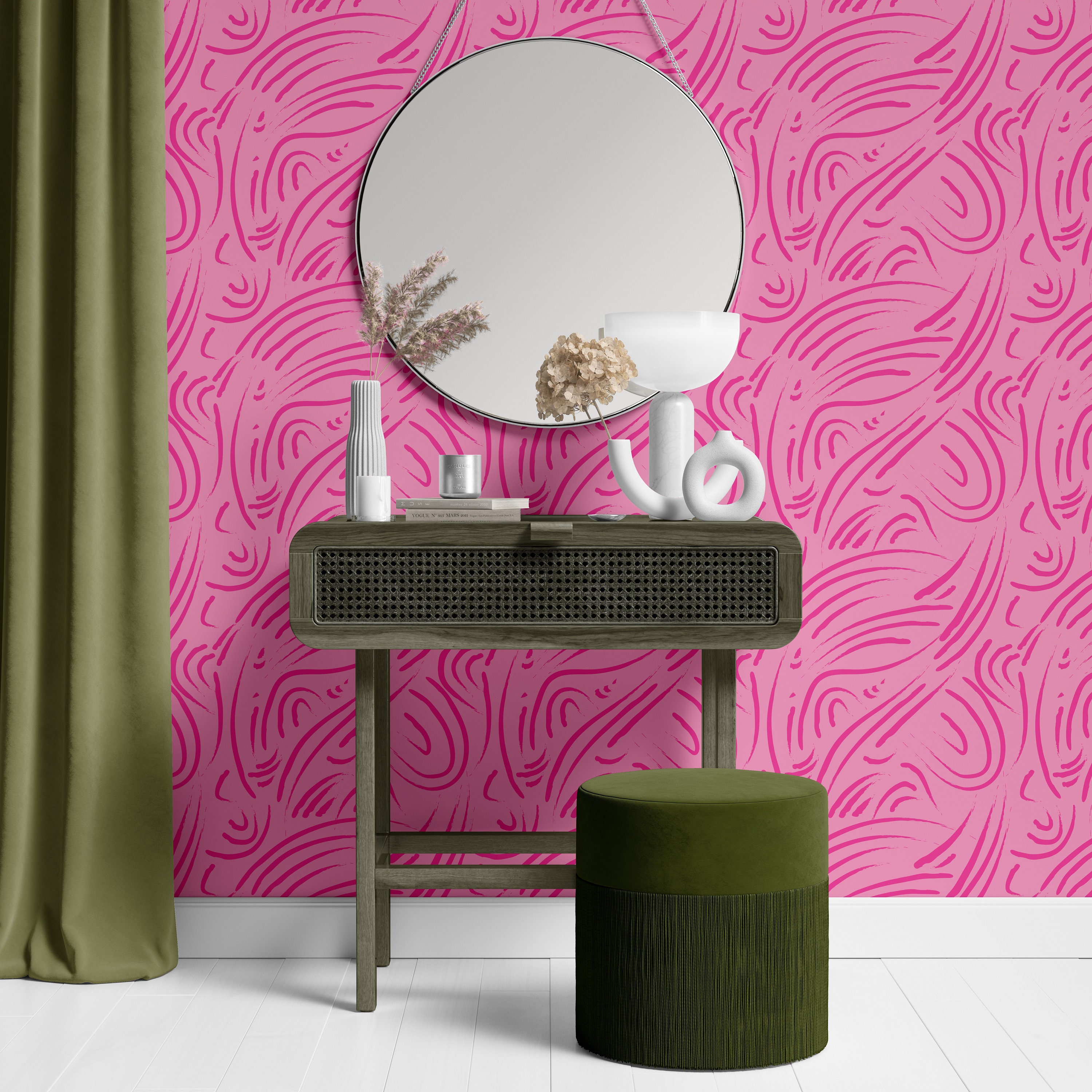 Pink Abstract Wallpaper Removable Peel and Stick Colorful - Etsy