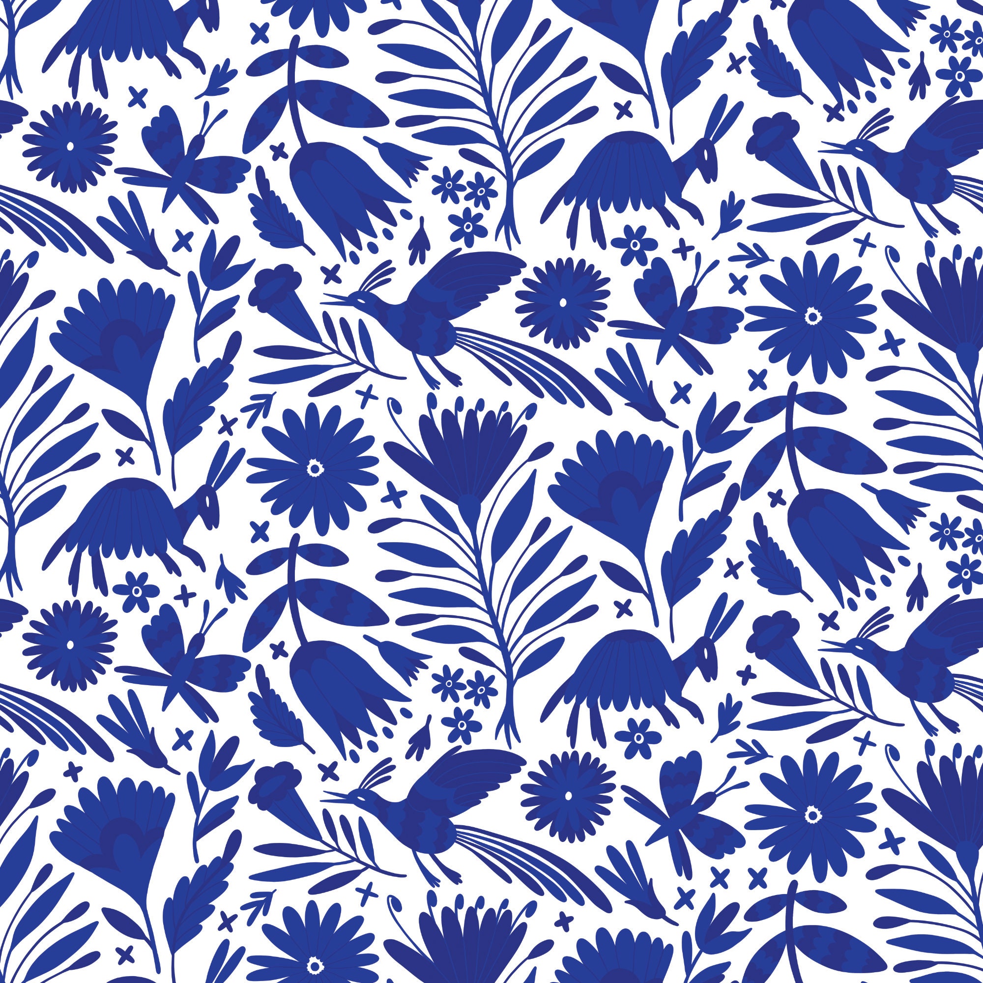 Blue Otomi Wallpaper: Floral Peel and Stick Wallcovering - Etsy