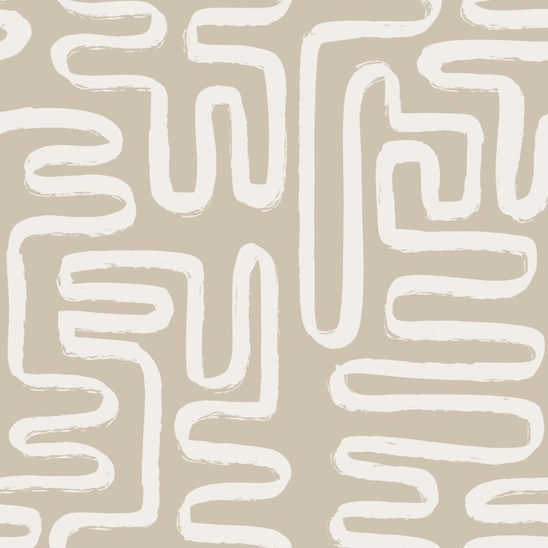 Beige Abstract Curve Wallpaper: Modern Geometric Design, Peel & Stick ...
