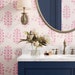 Pink Floral Block Print Wallpaper: Maximalist Peel and Stick or ...