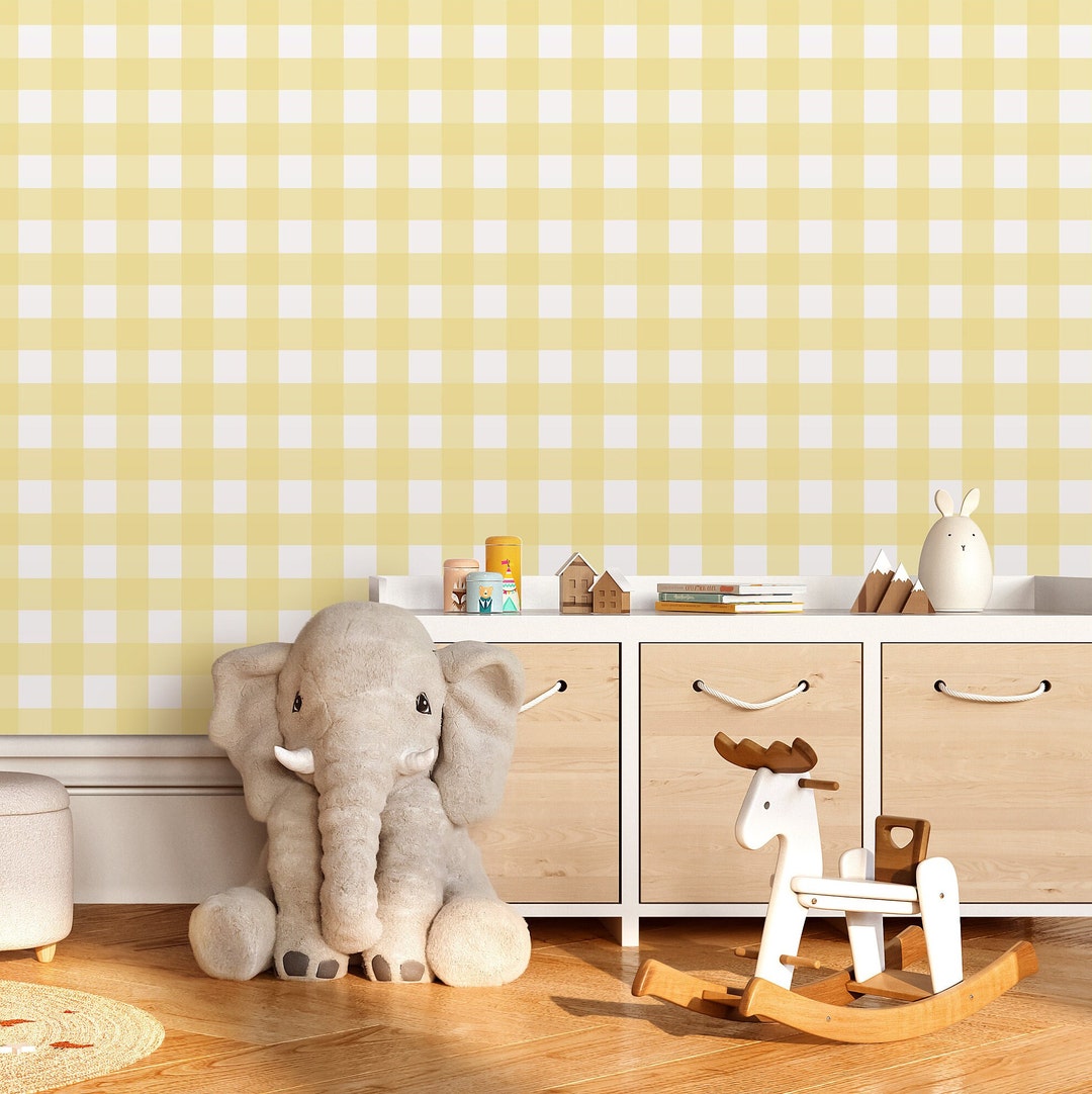 Yellow Buffalo Check Abstract Removable Peel and Stick Wallpaper - Etsy