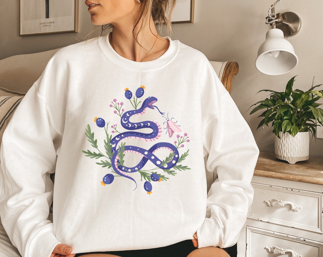 Cottagecore Floral Snake Shirt, Luna Moth Snake Sweatshirt, Cottage ...