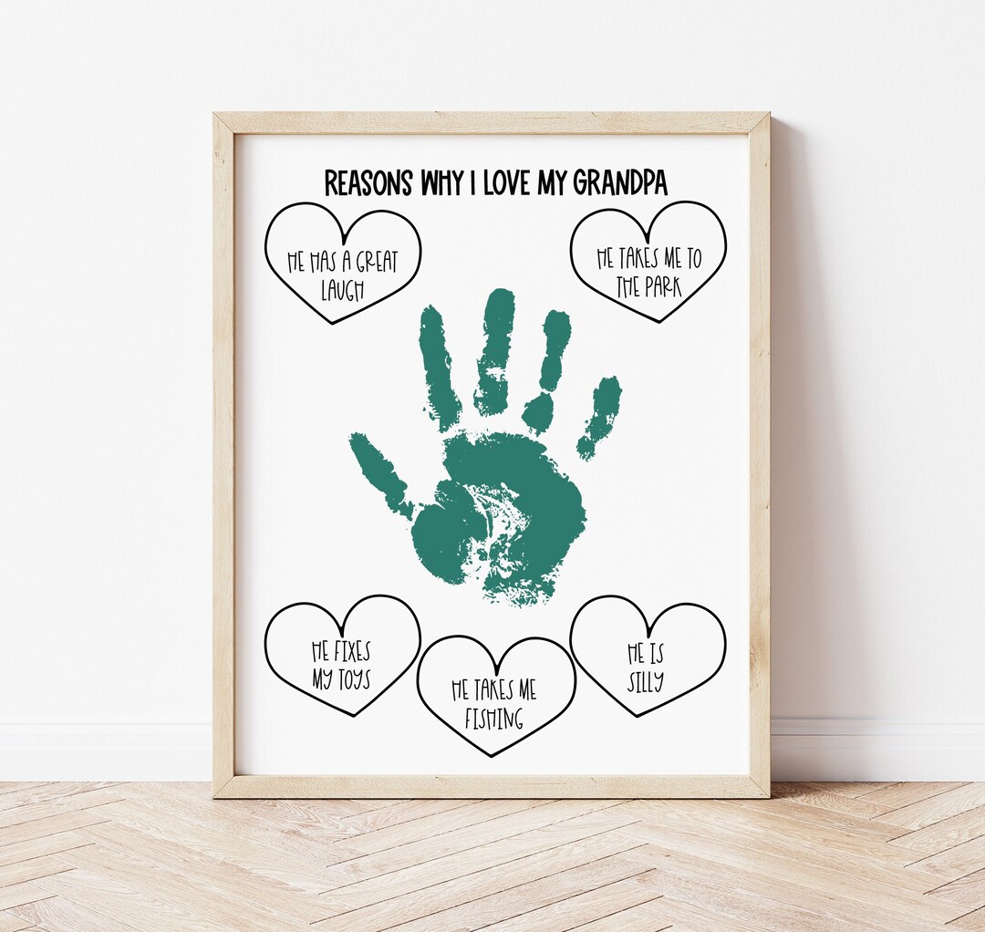 Grandpa Keepsake Printable, 5 Reasons I Love, Kids Handprint Art Craft ...