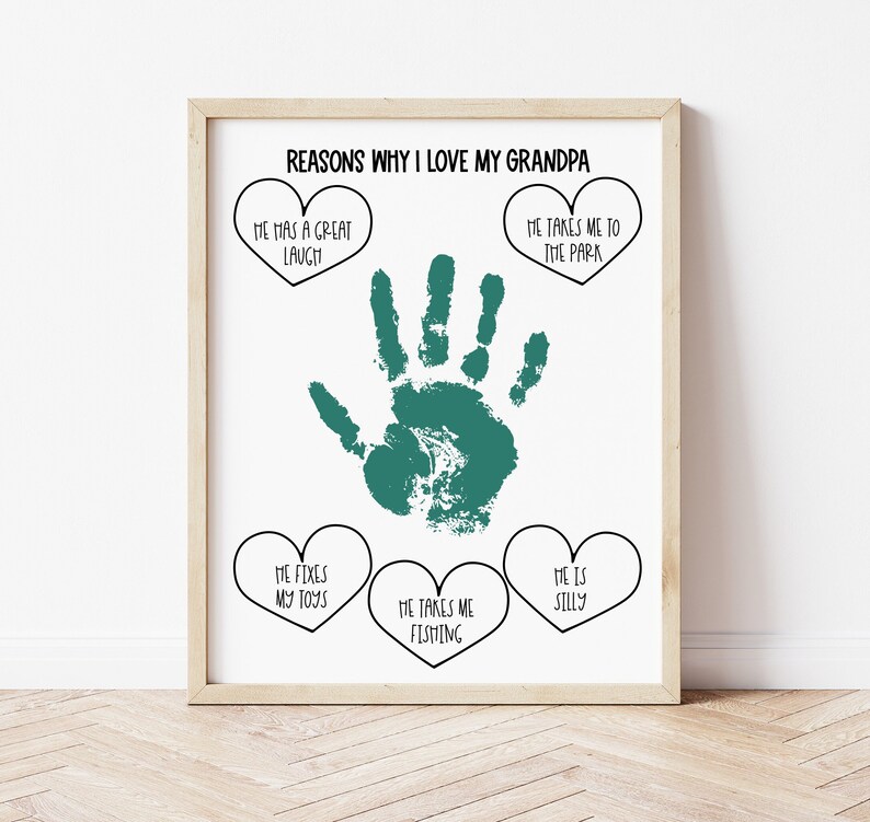 Grandpa Keepsake Printable, 5 Reasons I Love, Kids Handprint Art Craft ...