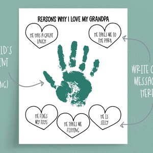 Grandpa Keepsake Printable, 5 Reasons I Love, Kids Handprint Art Craft ...