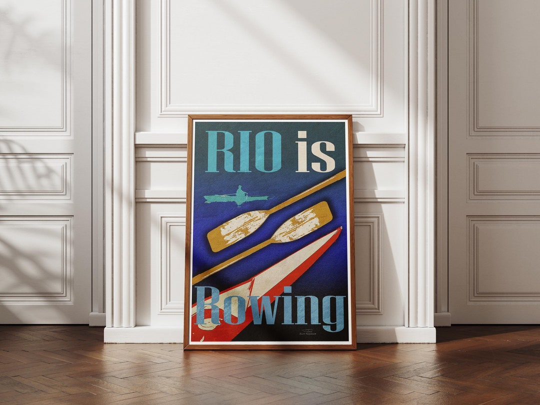 Vintage Rowing Art Print, RIO is Rowing Poster, Sports Wall Art, Sports ...