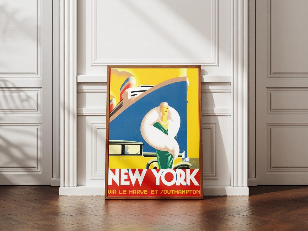 Vintage Transatlantic Travel Poster, Century Abstract Art, New York ...