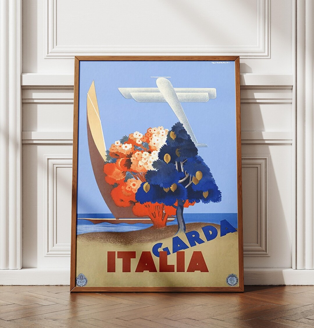 Vintage Garda Travel Poster Italy, 1930s Holiday Wall Art, European ...