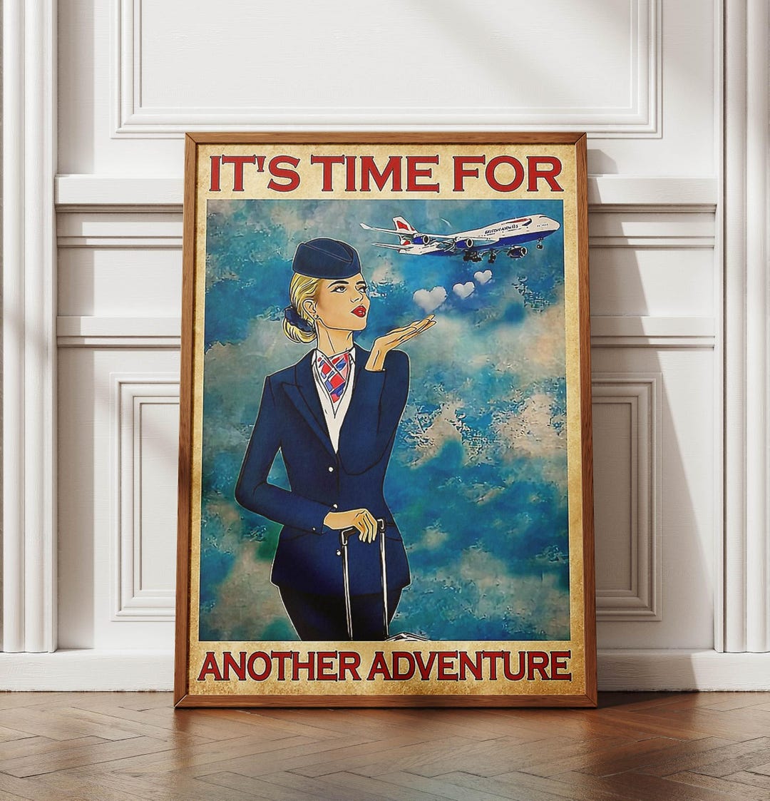 Vintage the Flight Attendant Art Poster, It's Time for Another ...