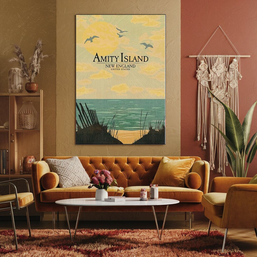 Amity Island Retro Travel Poster Vintage-inspired Artwork Featuring a ...