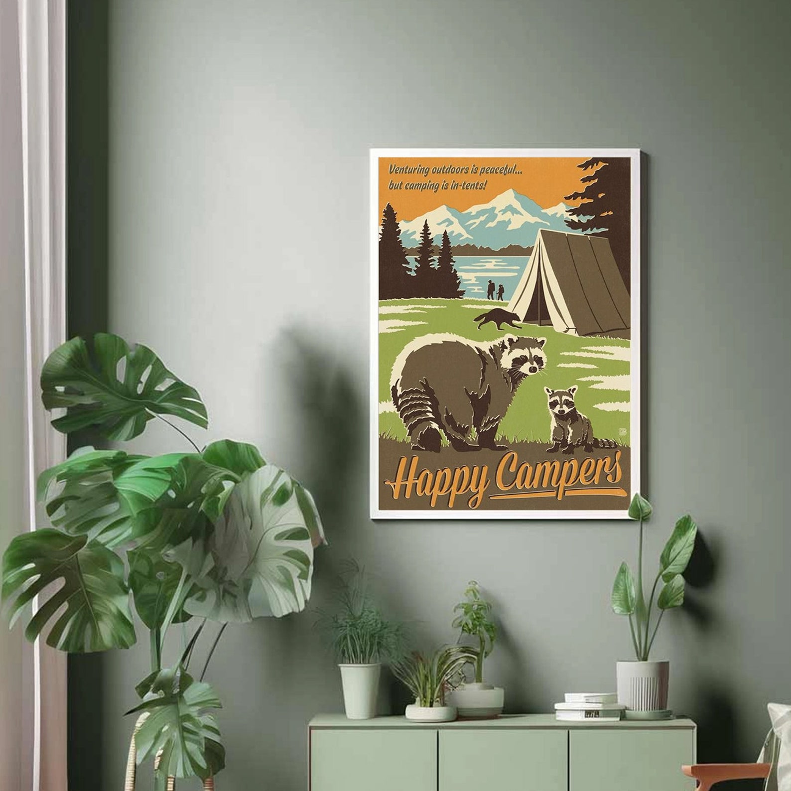 1950s Happy Camping the Weasel Family Poster Retro Vintage No Frame ...