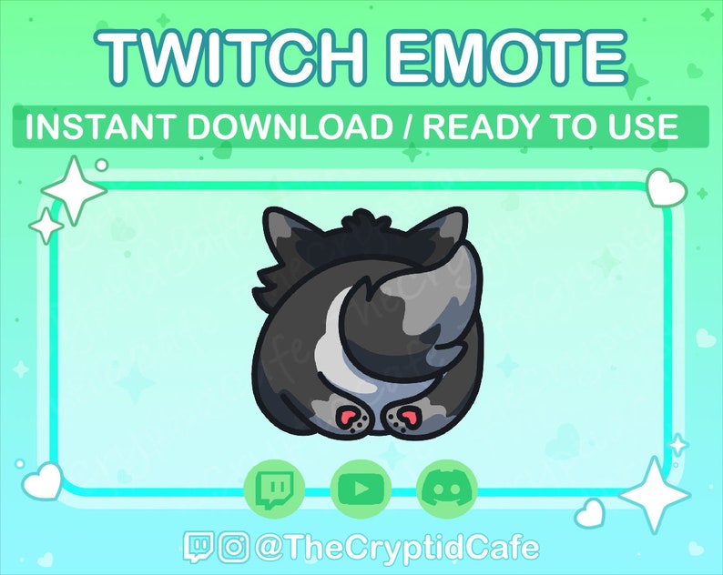 ANIMATED Grey Wolf Tail Wag Emote twitch Discord Youtube Cute Wolf ...