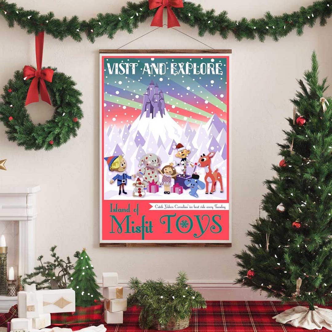 Island of Misfit Toys - Rudolph Vintage Style Travel Poster Retro ...