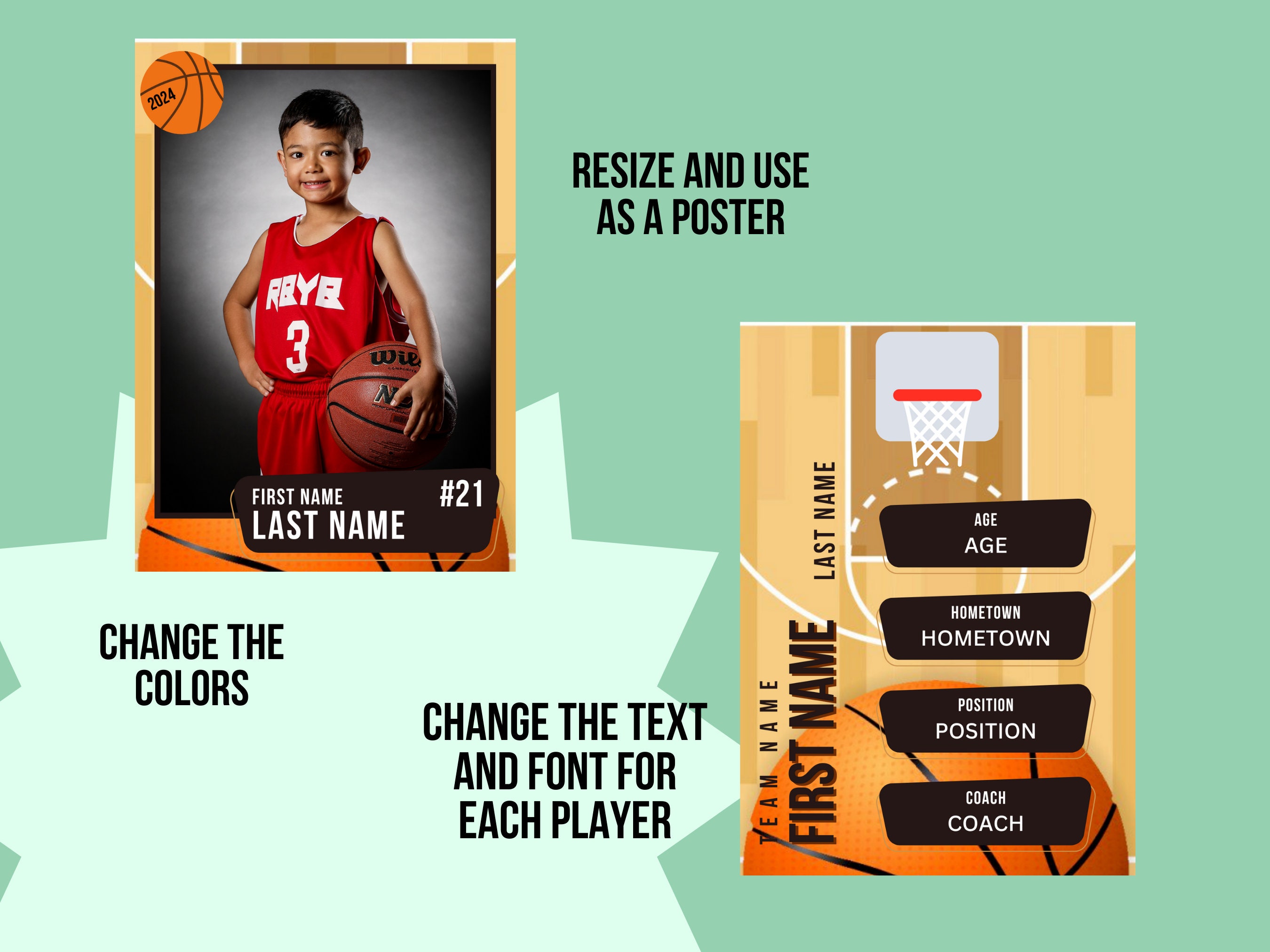 Custom Basketball Trading Card Template Youth Basketball - Etsy