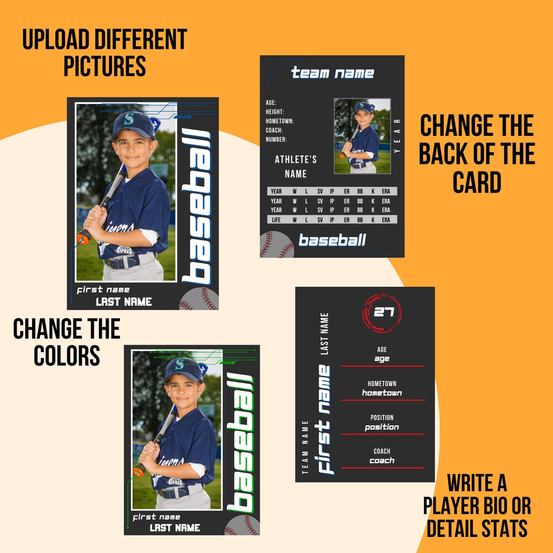 Techno Baseball Card Template, Trading Card Template, Unique Design ...