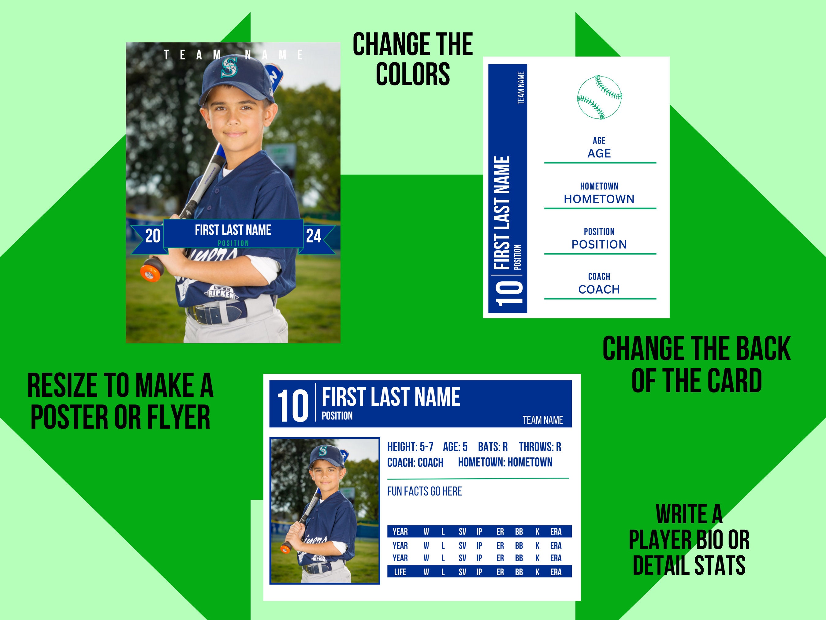 Custom Baseball Card Template, Trading Card Template, Unique Design ...