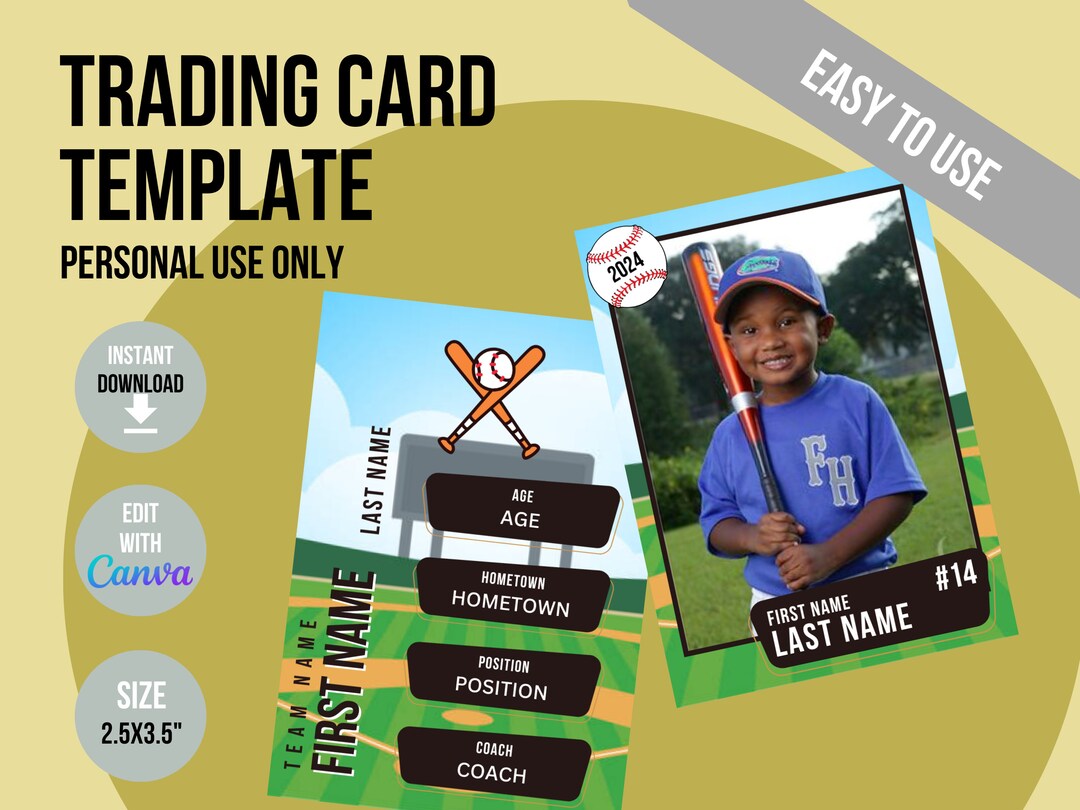 Baseball Card Template, Trading Card Template, Unique Design, Fully ...