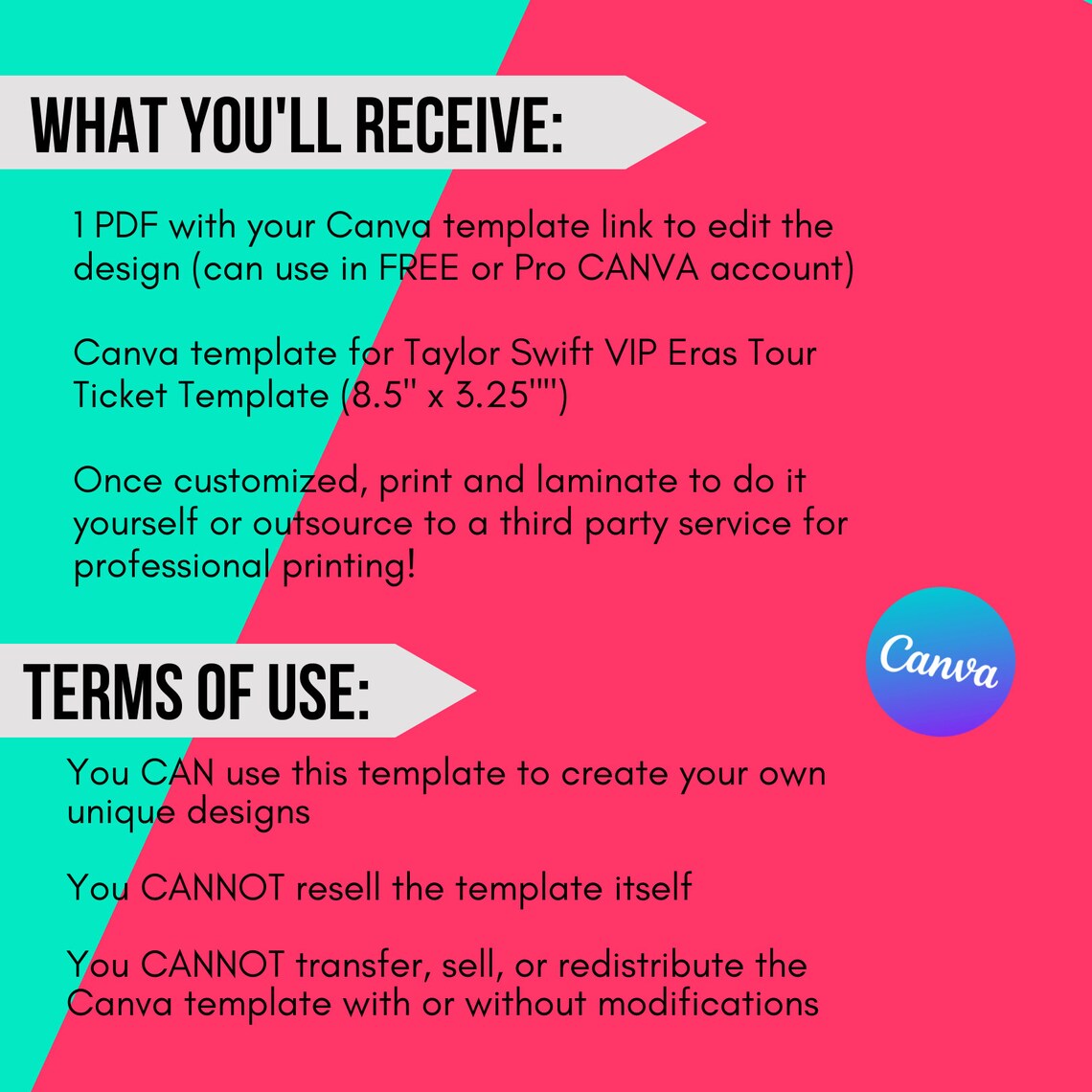 Taylor Swift Eras Tour VIP Ticket Template Taylor Swift Eras Tour ...